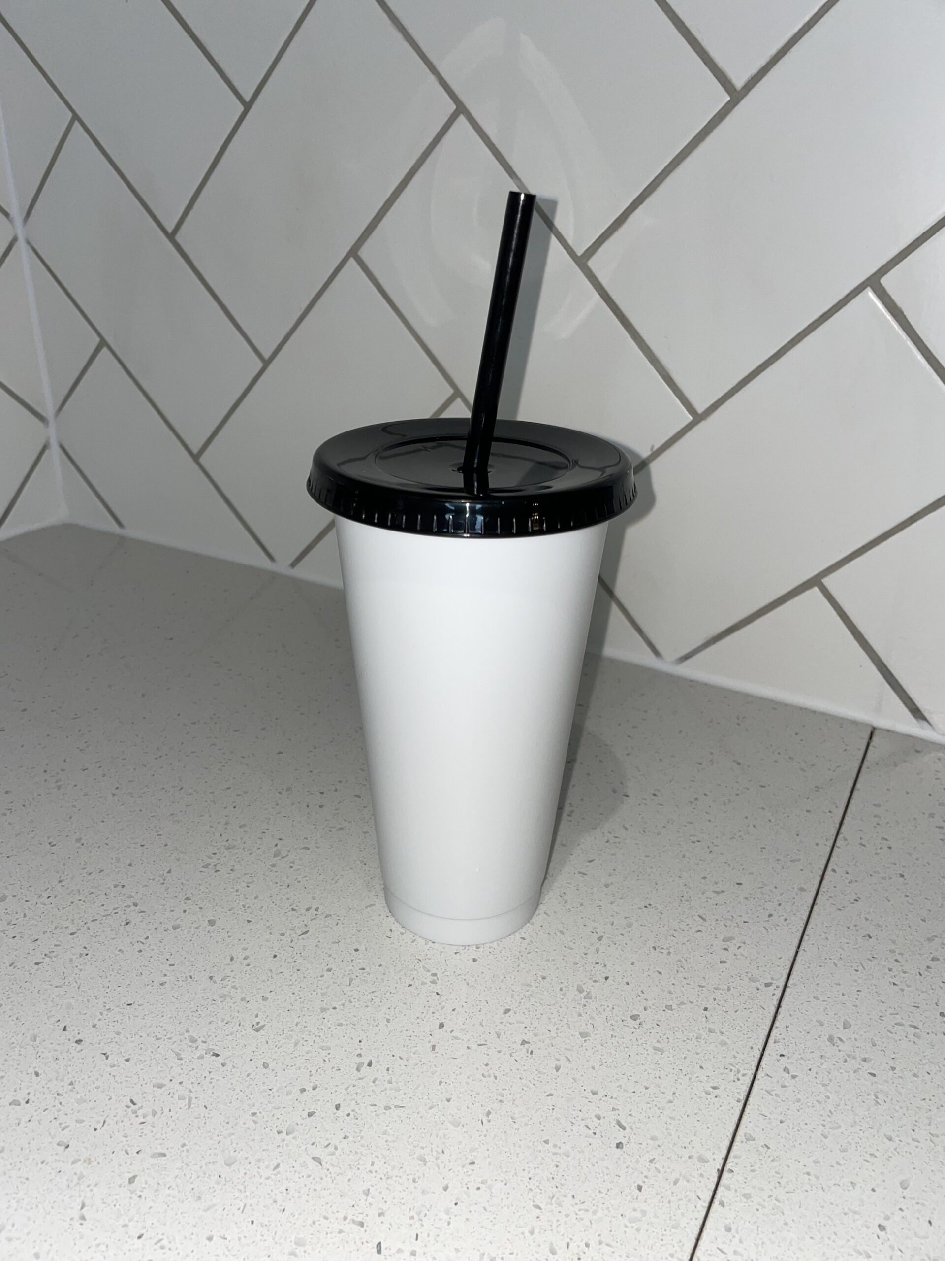 White matte cold cup with black lid 24oz - ZMDesigns