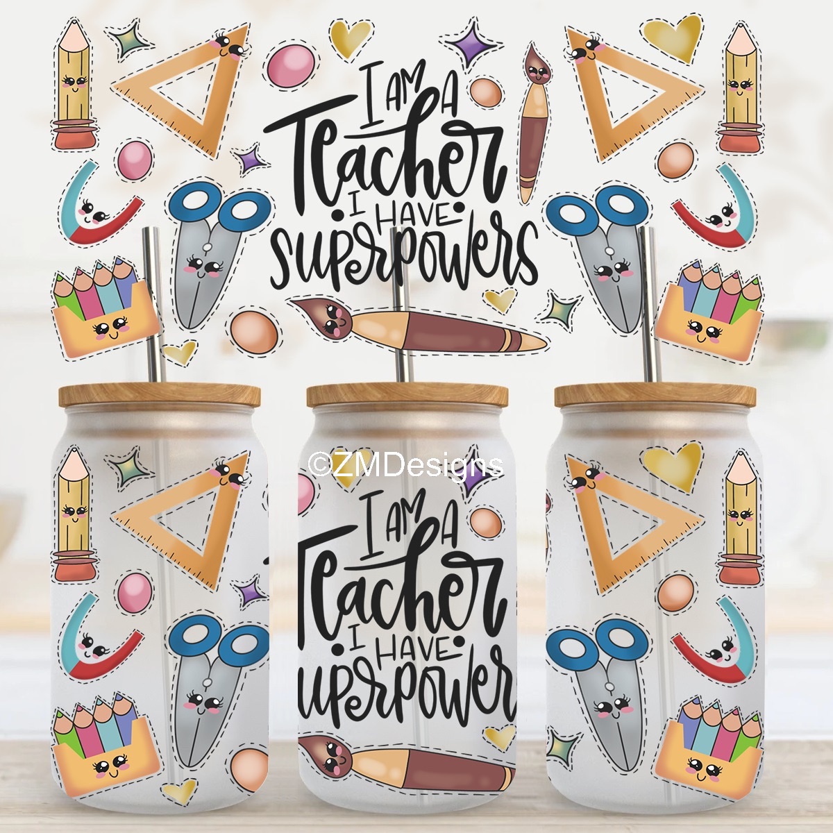 #11 UV DTF transfer wrap 16oz Teacher Superpowers - ZMDesigns