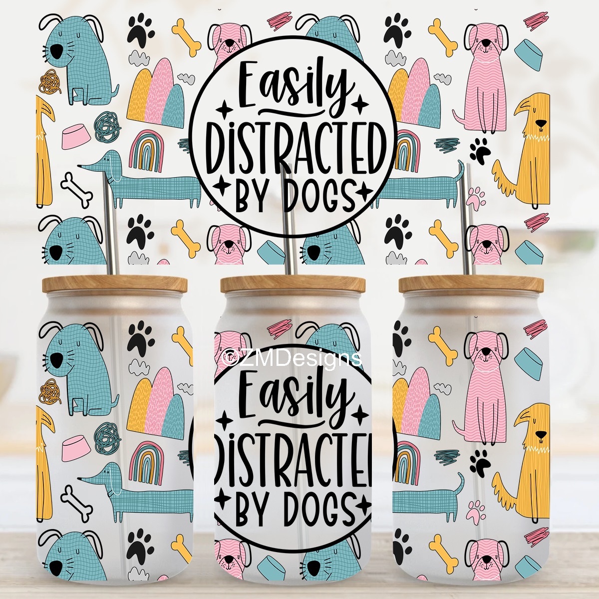 #4 UV DTF transfer wrap 16oz Dog distracted - ZMDesigns