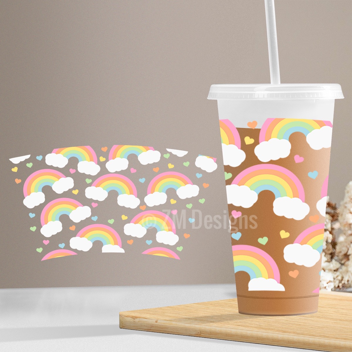 #16 UV DTF transfer wrap 24oz Rainbows - ZMDesigns