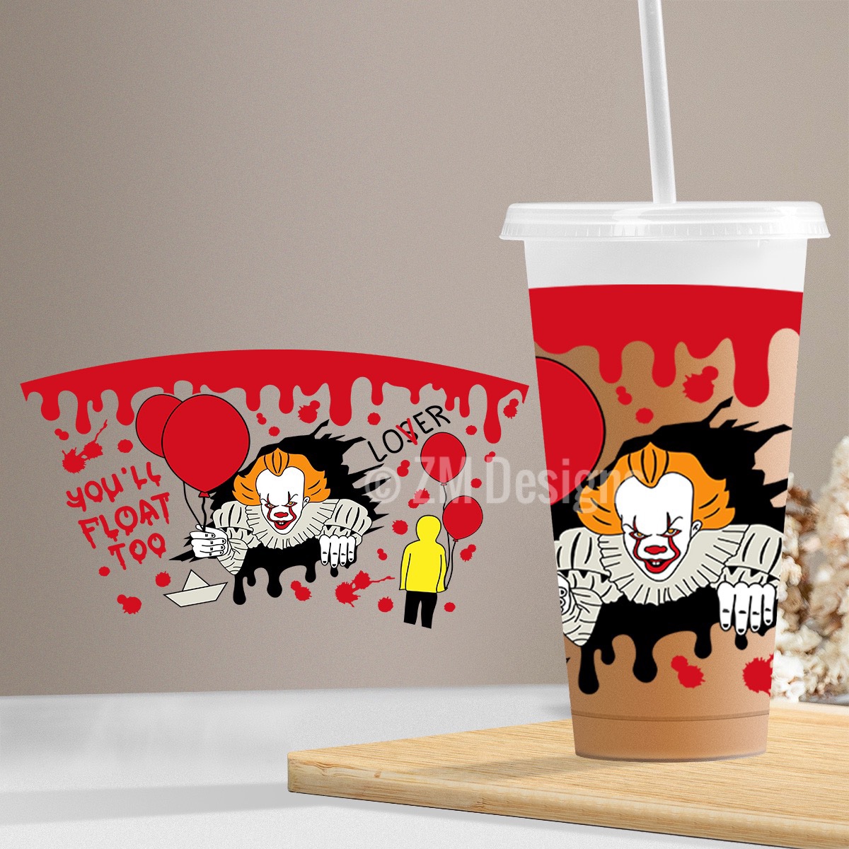 #11 UV DTF transfer wrap 24oz IT pennywise - ZMDesigns