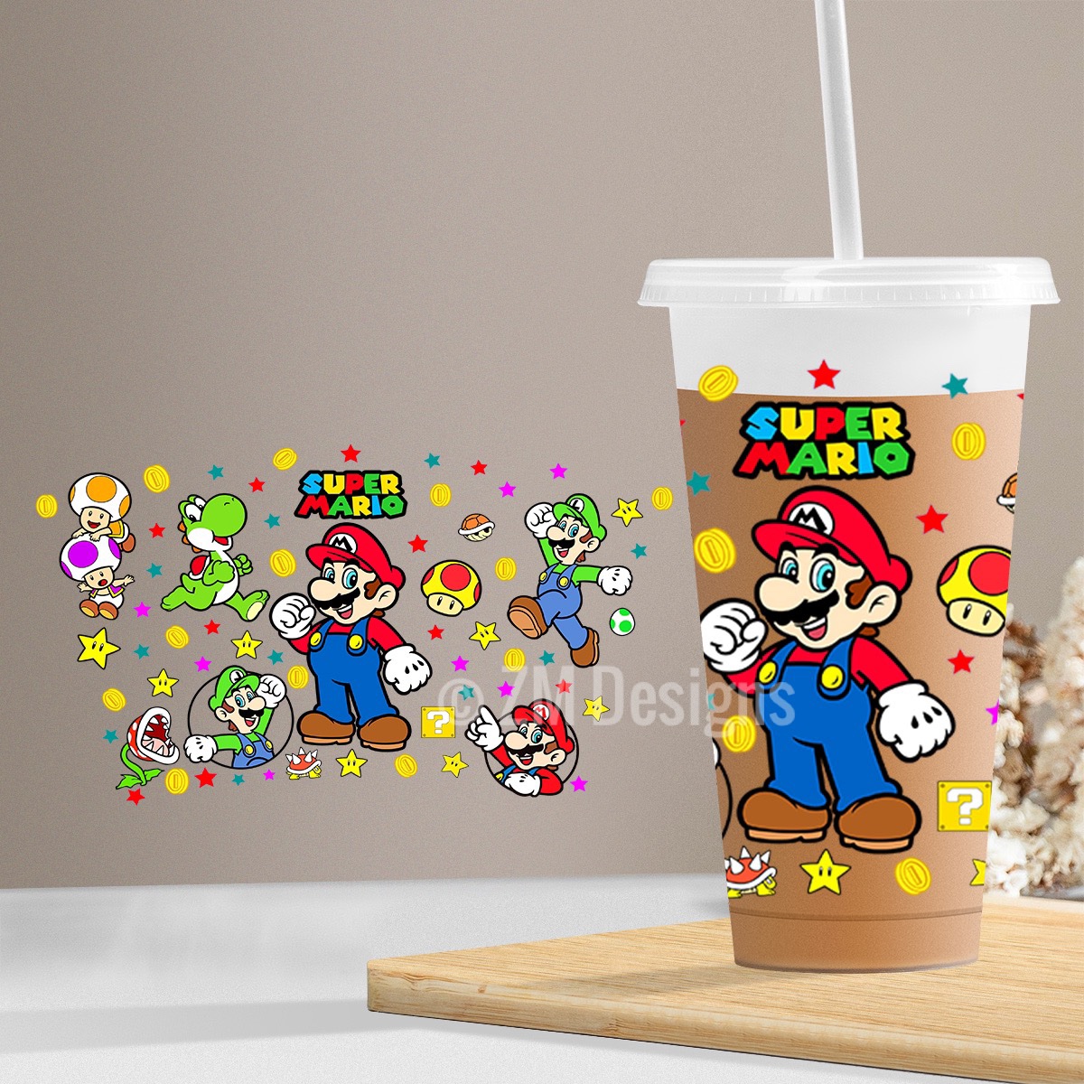 #6 UV DTF transfer wrap 24oz Mario - ZMDesigns