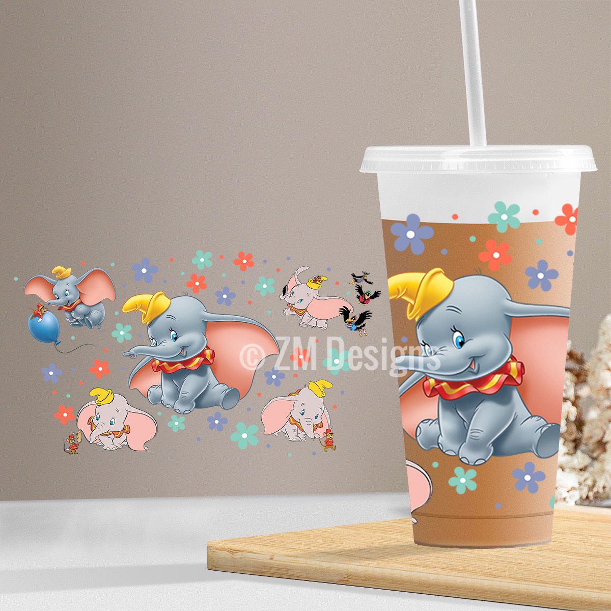 #37 UV DTF transfer wrap 24oz Elephant - ZMDesigns