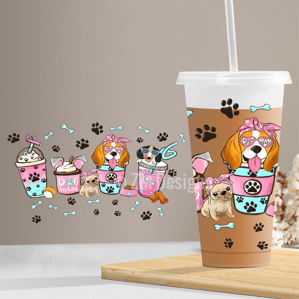 #43 UV DTF transfer wrap 24oz Dog mom - ZMDesigns