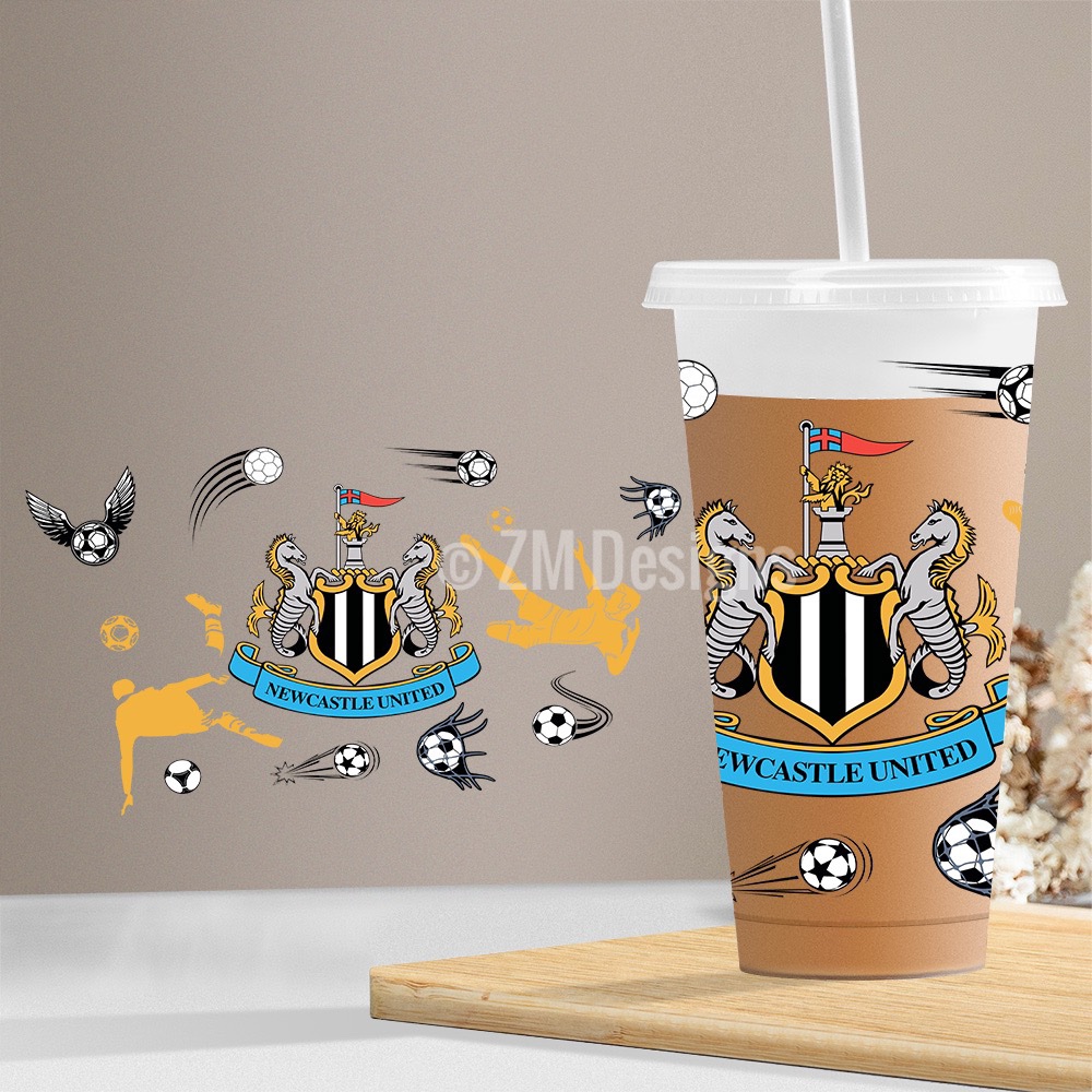 #48 UV DTF transfer football wrap 24oz Newcastle United - ZMDesigns