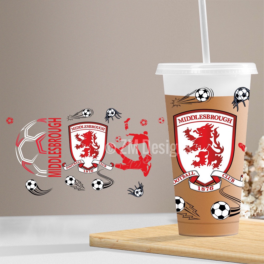 #52 UV DTF transfer football wrap 24oz Middlesbrough FC - ZMDesigns