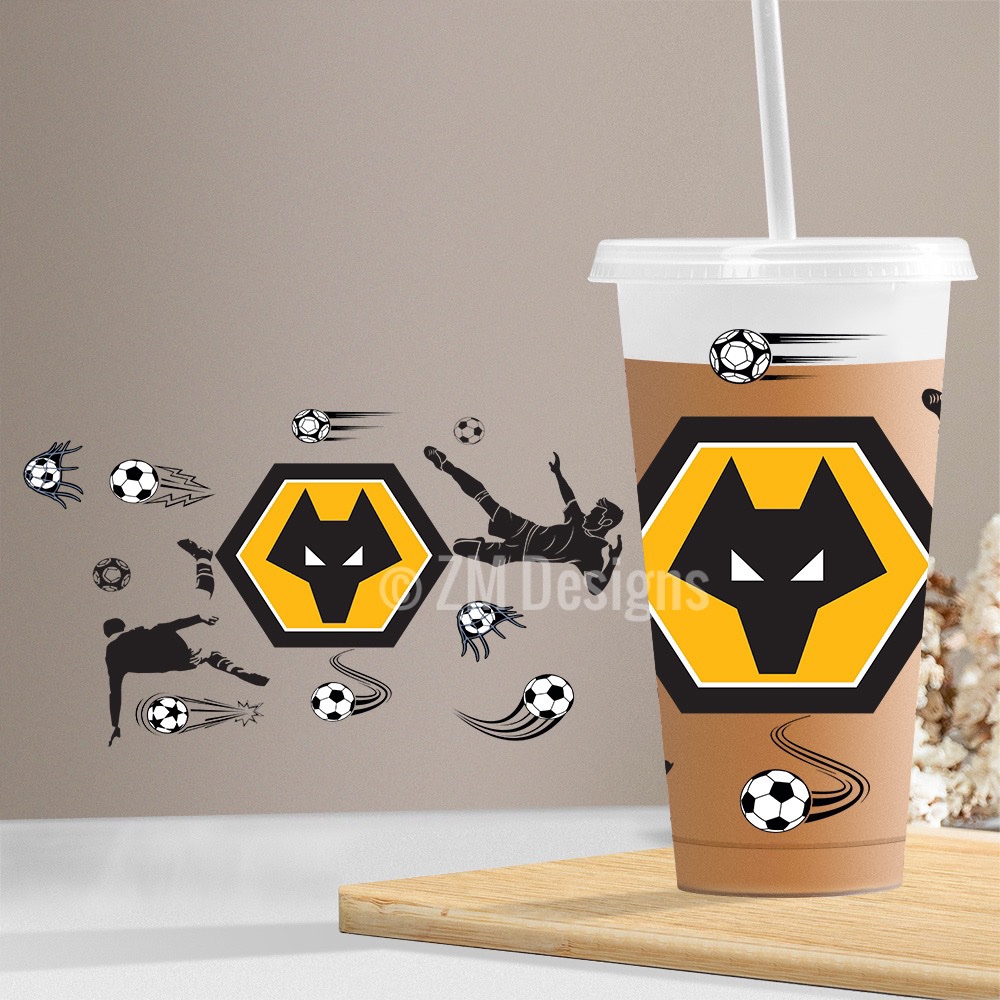 #58 UV DTF transfer football wrap 24oz Wolves - ZMDesigns