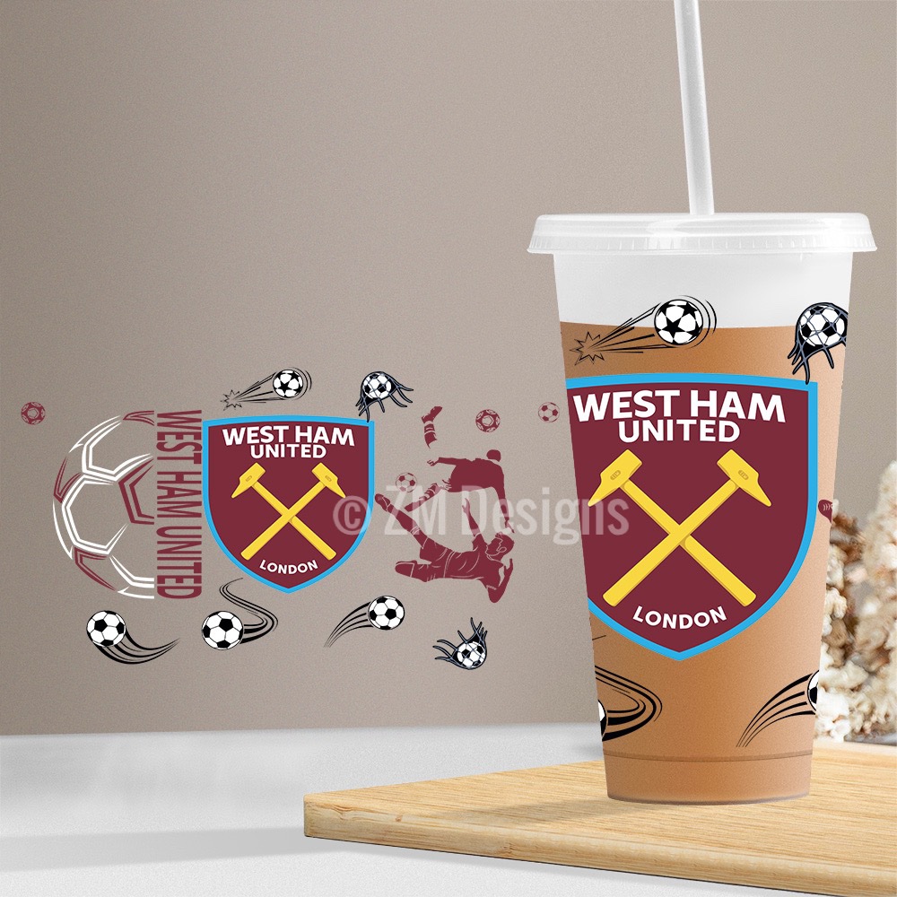 #54 UV DTF transfer football wrap 24oz West Ham - ZMDesigns