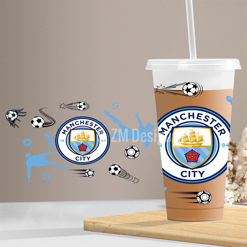 #47 UV DTF transfer football wrap 24oz Manchester City - ZMDesigns