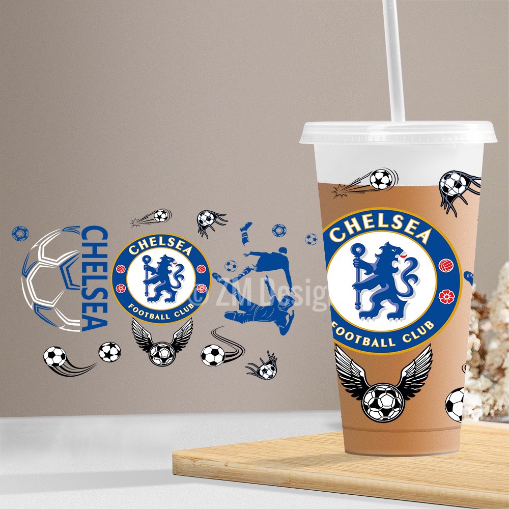 #49 UV DTF transfer football wrap 24oz Chelsea - ZMDesigns