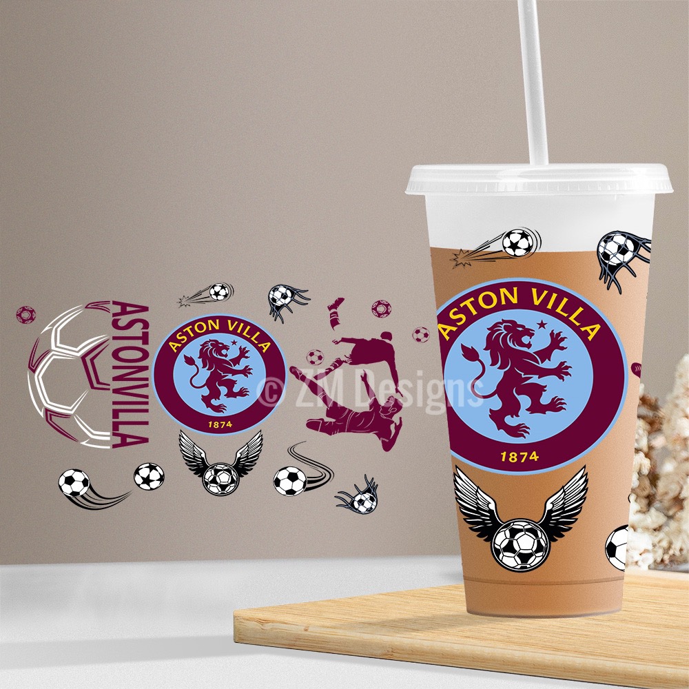 #53 UV DTF transfer football wrap 24oz Aston Villa - ZMDesigns