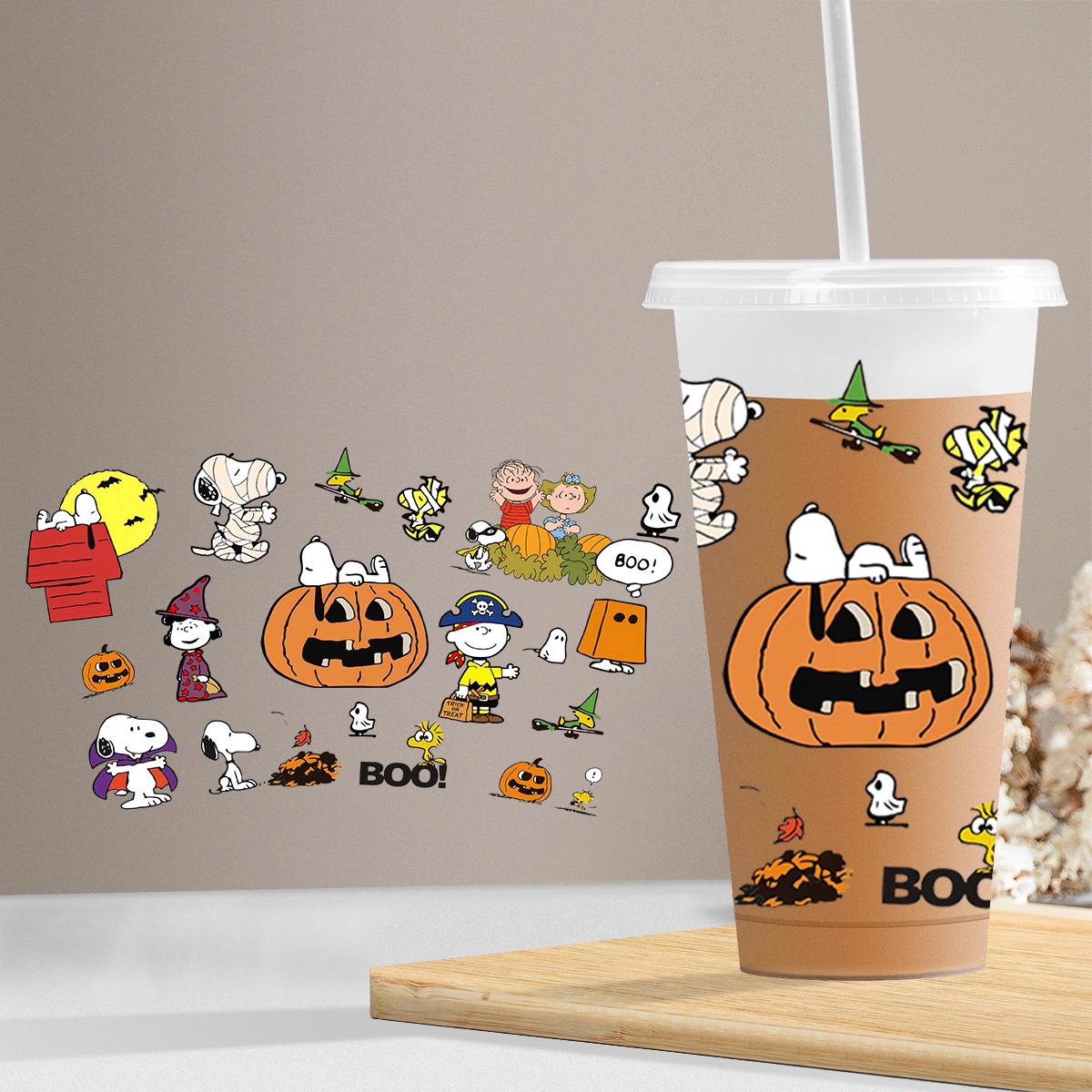 #100 UV DTF transfer wrap 24oz Peanuts Charlie Brown snoopy - ZMDesigns