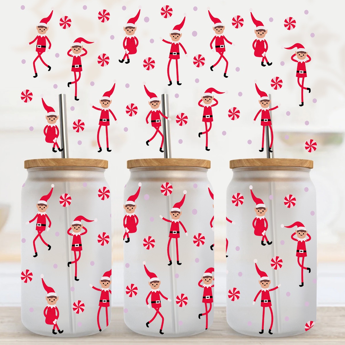 #74 UV DTF transfer wrap 16oz Elf red - ZMDesigns