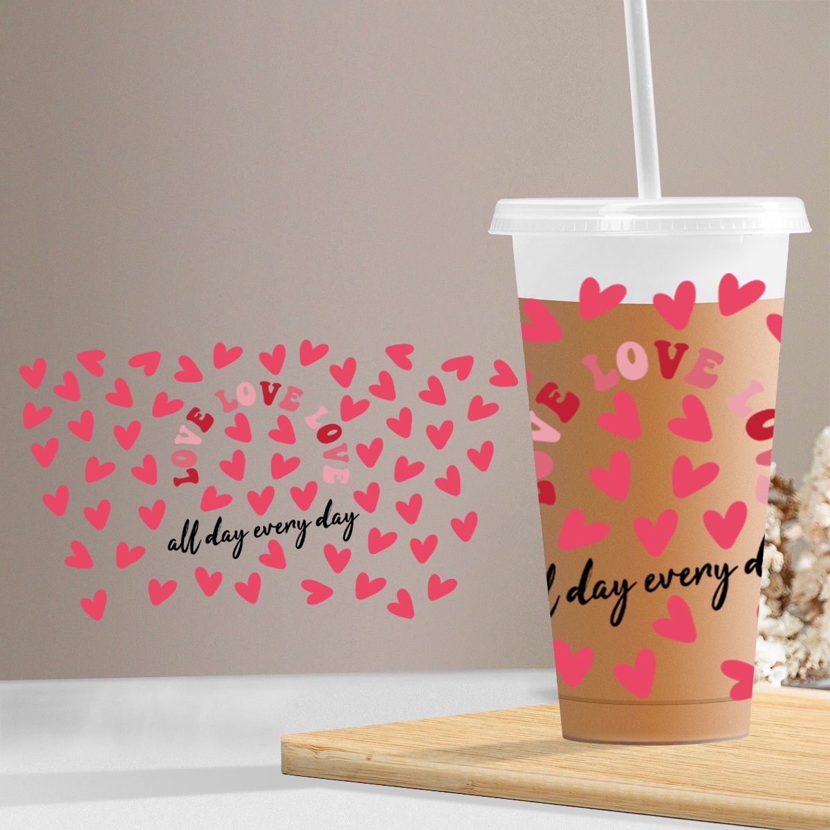 #128 UV DTF transfer wrap 24oz Love all day - ZMDesigns