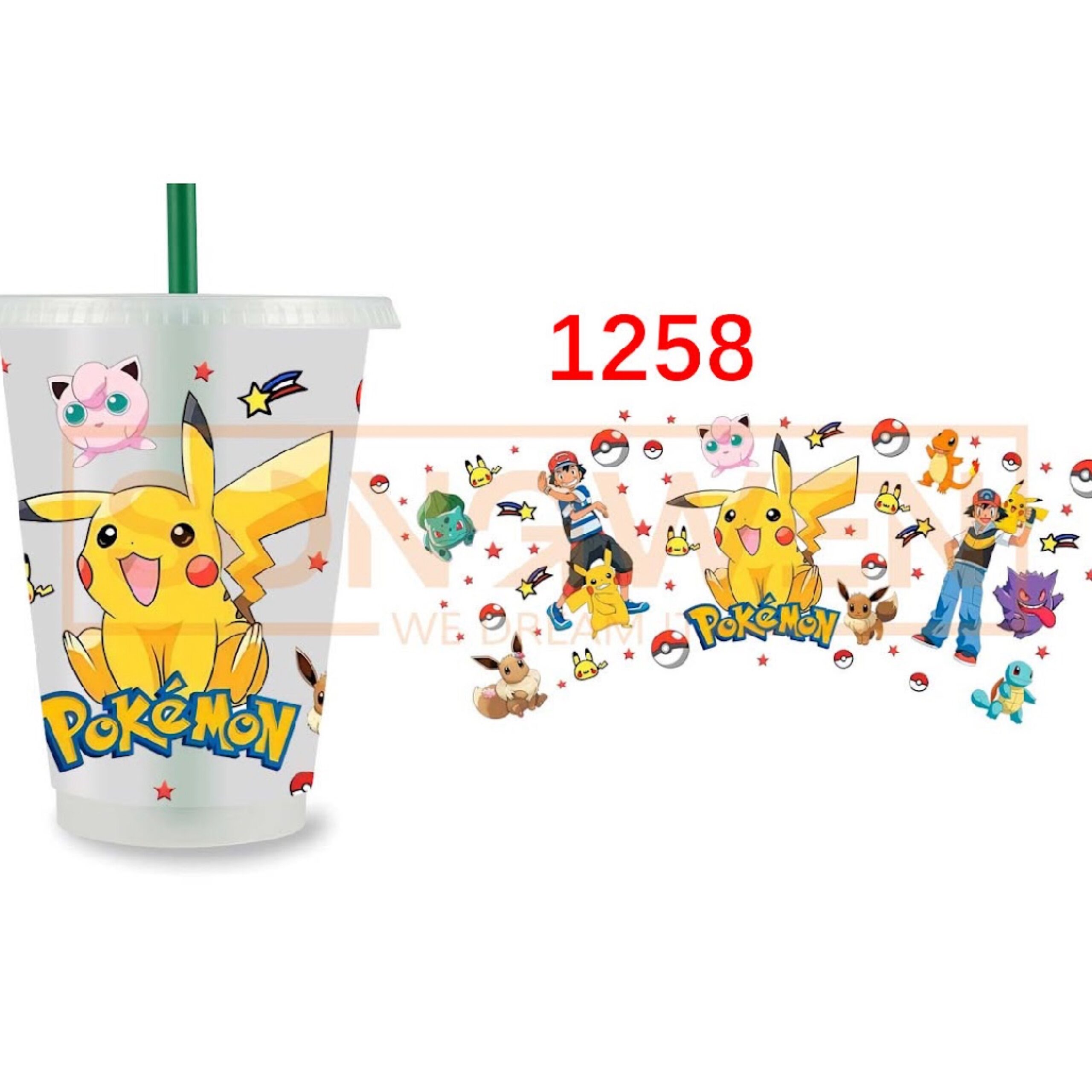 #19 Pokémon 16oz cold cup UV DTF - ZMDesigns