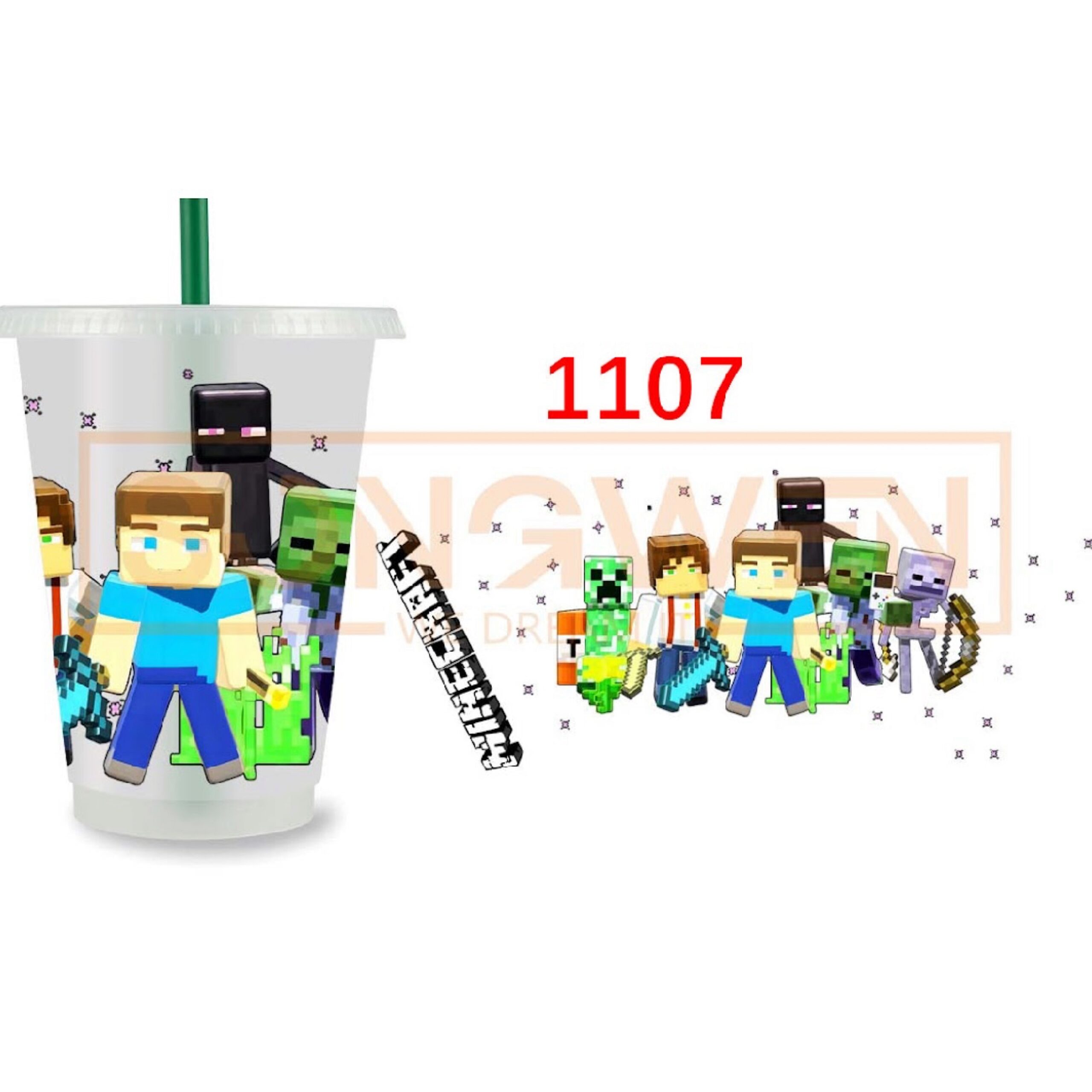 #23 Minecraft 16oz cold cup UV DTF - ZMDesigns