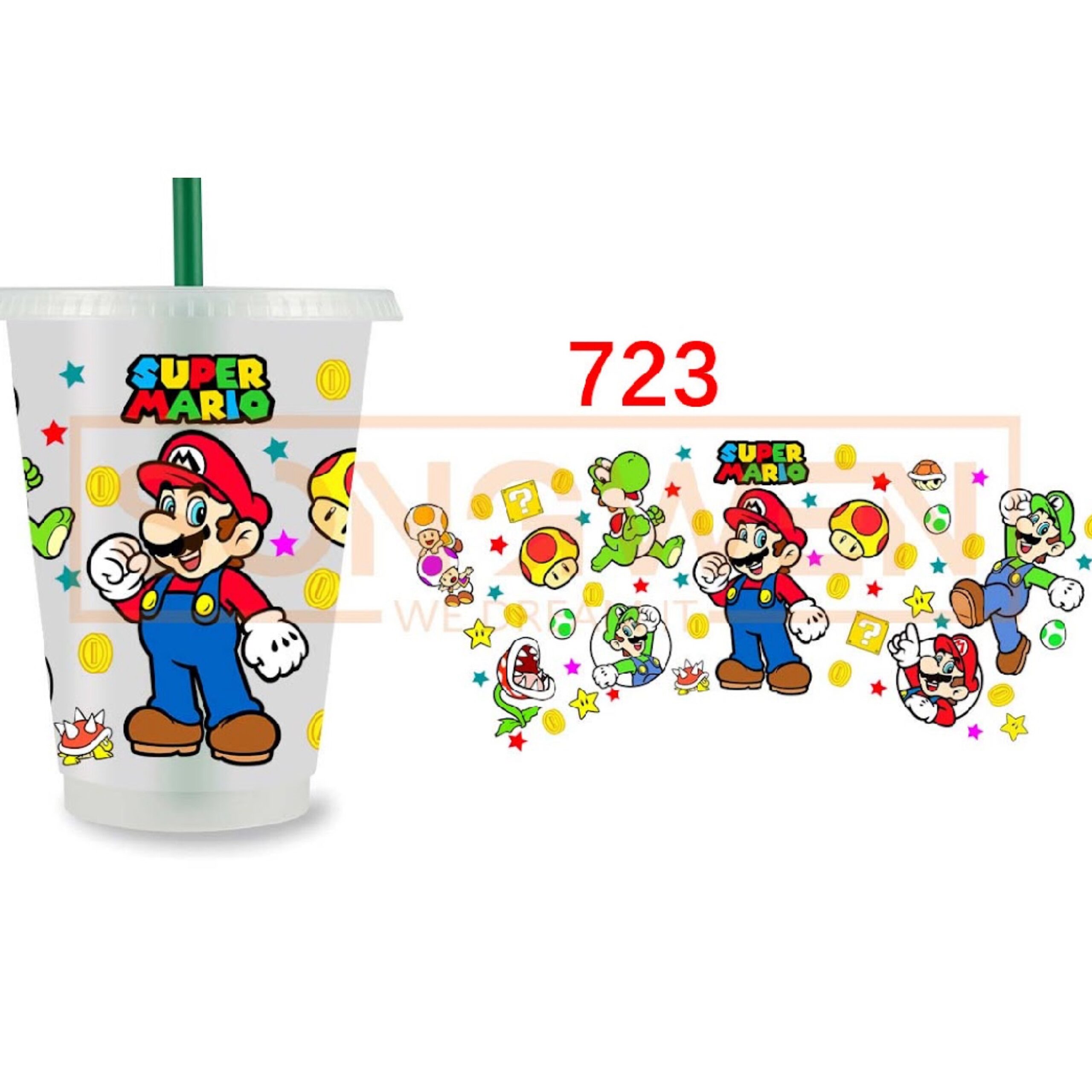 #8 Mario 16oz cold cup UV DTF - ZMDesigns
