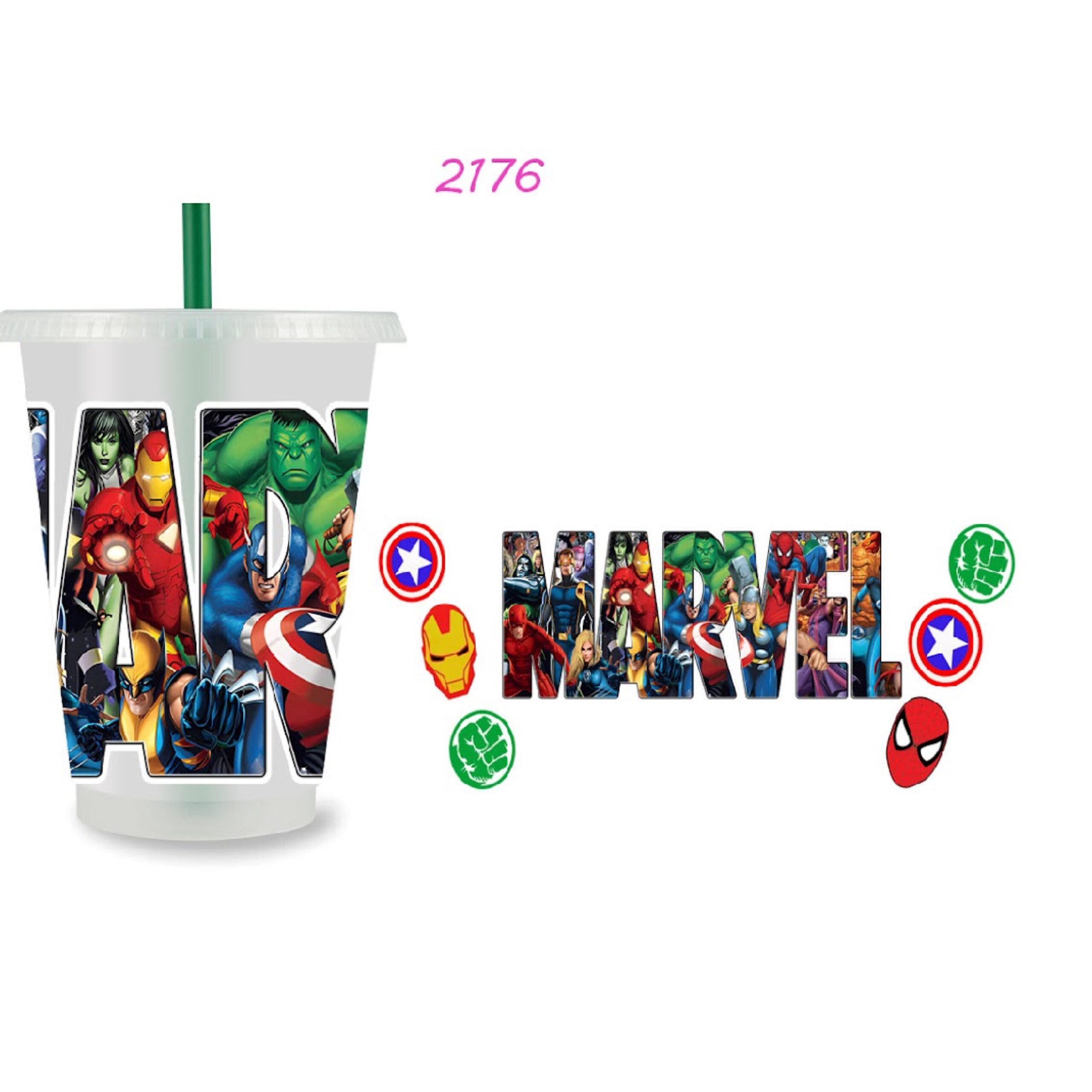 #9 Marvel letters 16oz cold cup UV DTF - ZMDesigns