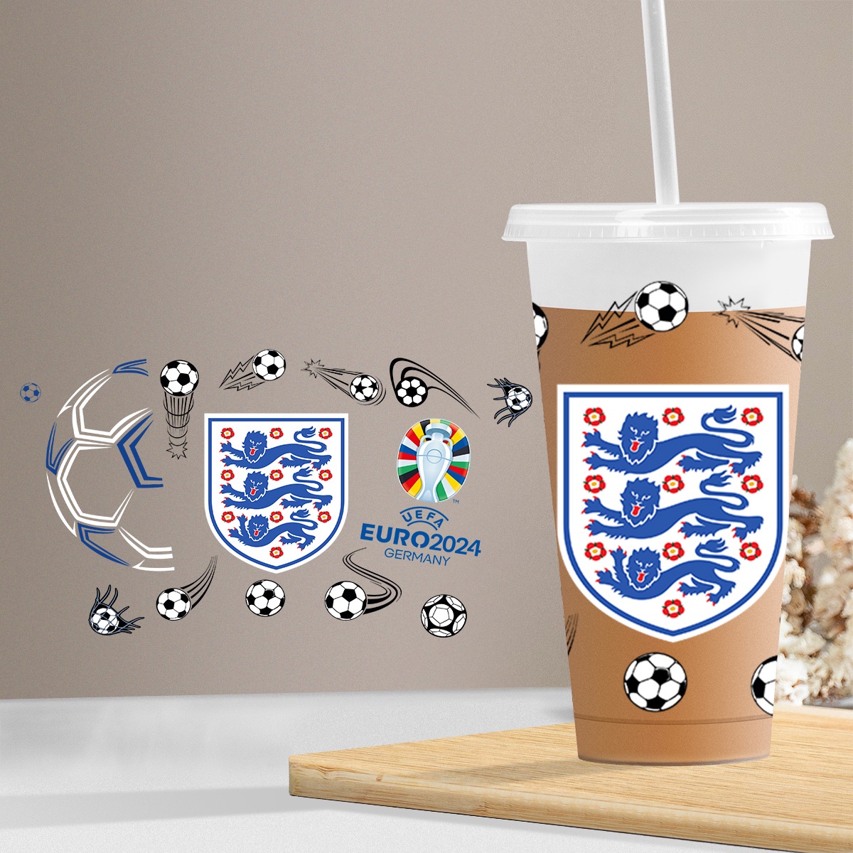 #122 UV DTF transfer wrap 24oz England Euro 2024 - ZMDesigns