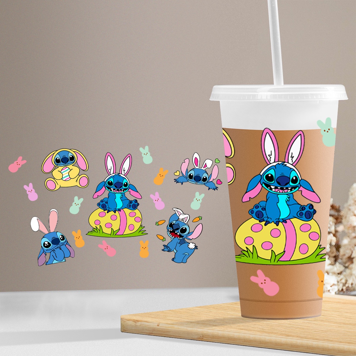 #119 UV DTF transfer wrap 24oz Stitch Easter Egg - ZMDesigns