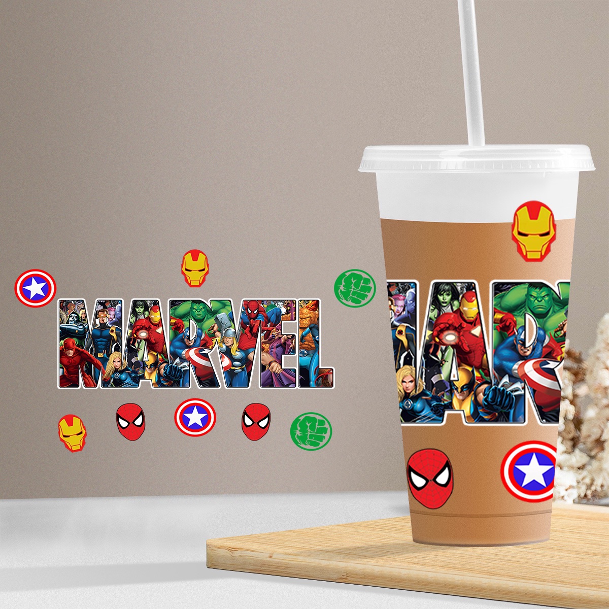 #137 UV DTF transfer wrap 24oz Marvel letters - ZMDesigns