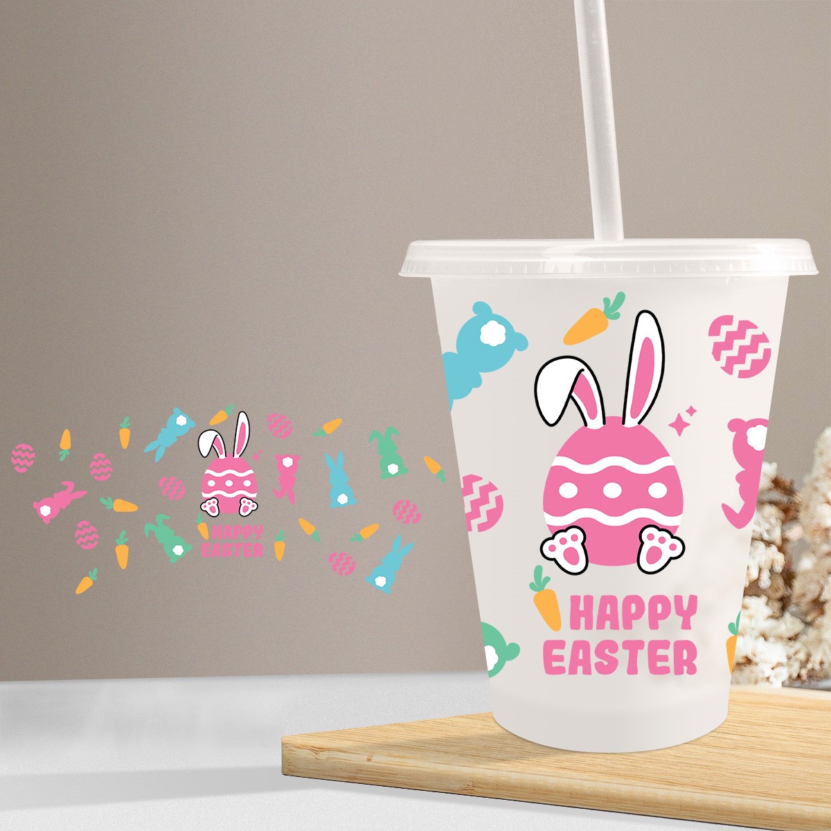 #33 Happy Easter 16oz cold cup UV DTF - ZMDesigns