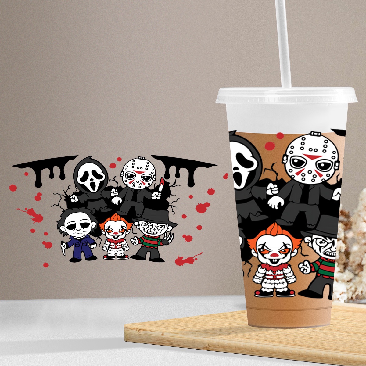#179 Horror movies 24oz cold cup UV DTF - ZMDesigns