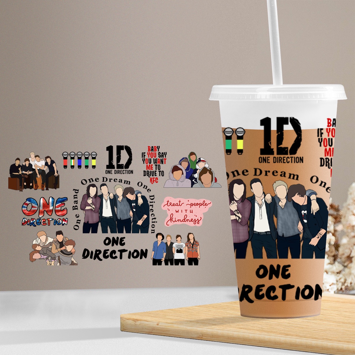 #189 UV DTF transfer wrap 24oz One direction - ZMDesigns