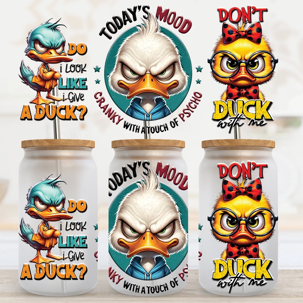 #111 UV DTF transfer wrap Duck mood funny - ZMDesigns
