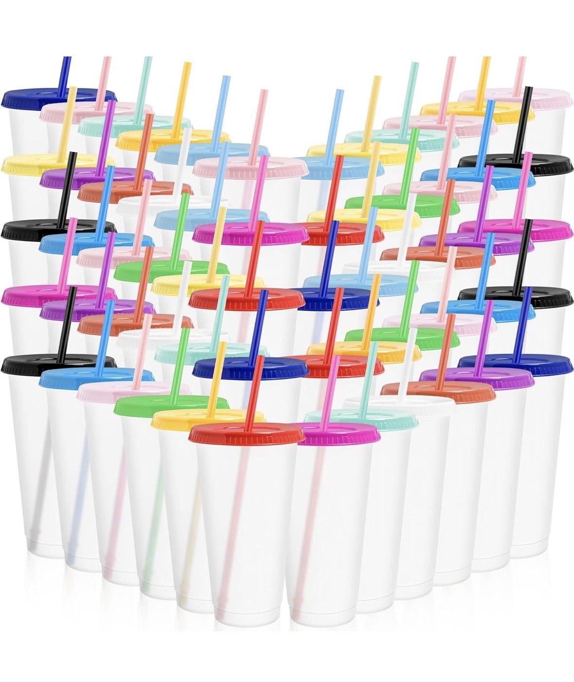 10 pack Frosted 24oz cold cups with coloured lids/straws - ZMDesigns