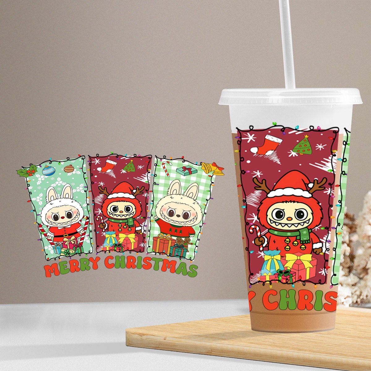 #233 UV DTF transfer wrap 24oz Merry Christmas Labubu - ZMDesigns